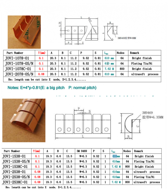 610mm Sliding Friction EMI Shielding Gasket Beryllium Copper Finger ...
