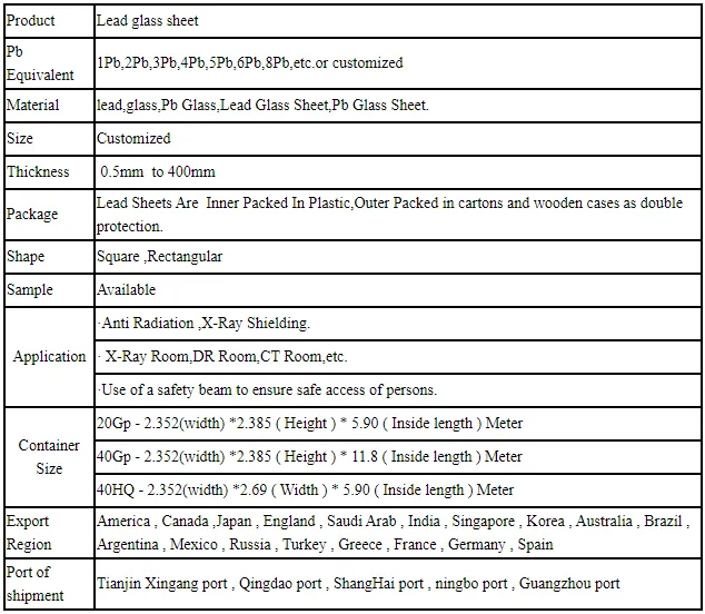 Transparency Flat 0.5mm X Ray Lead Glass Customized Size